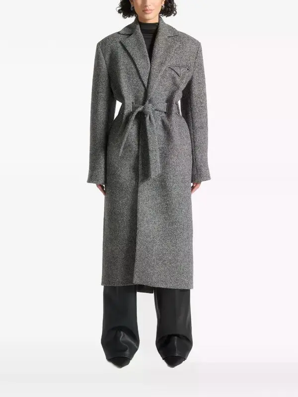 Manière De Voir Jena Cinch-belt Wide-shoulder Wool Coat - Grey