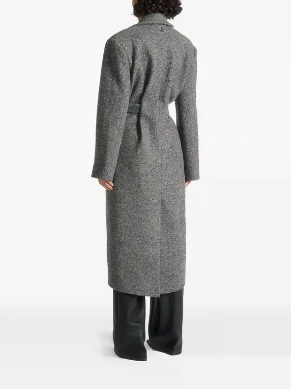 Manière De Voir Jena Cinch-belt Wide-shoulder Wool Coat - Grey