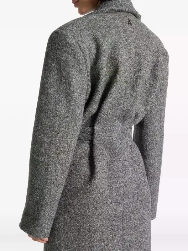 Manière De Voir Jena Cinch-belt Wide-shoulder Wool Coat - Grey