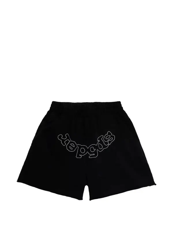 SP5DER Logo-detail Shorts - Black