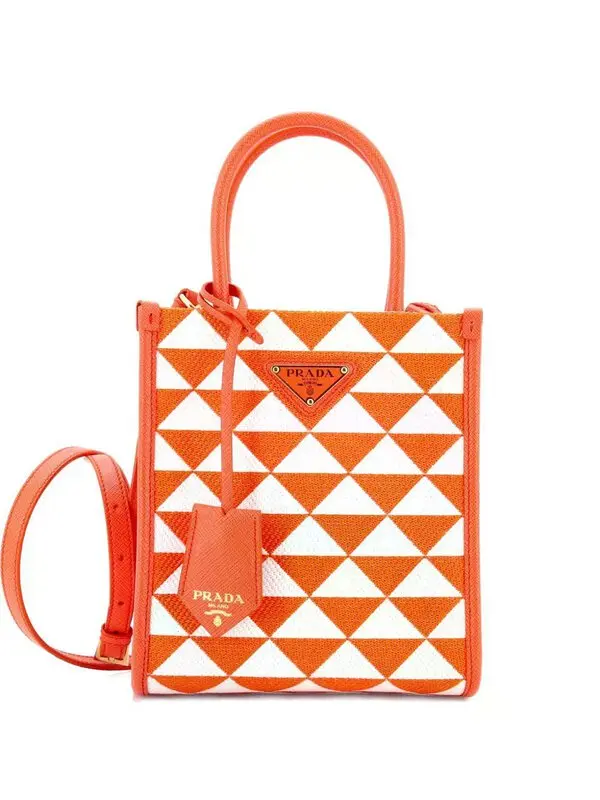Prada Symbole Shopper Tote Jacquard Mini Crossbody Bag - Orange