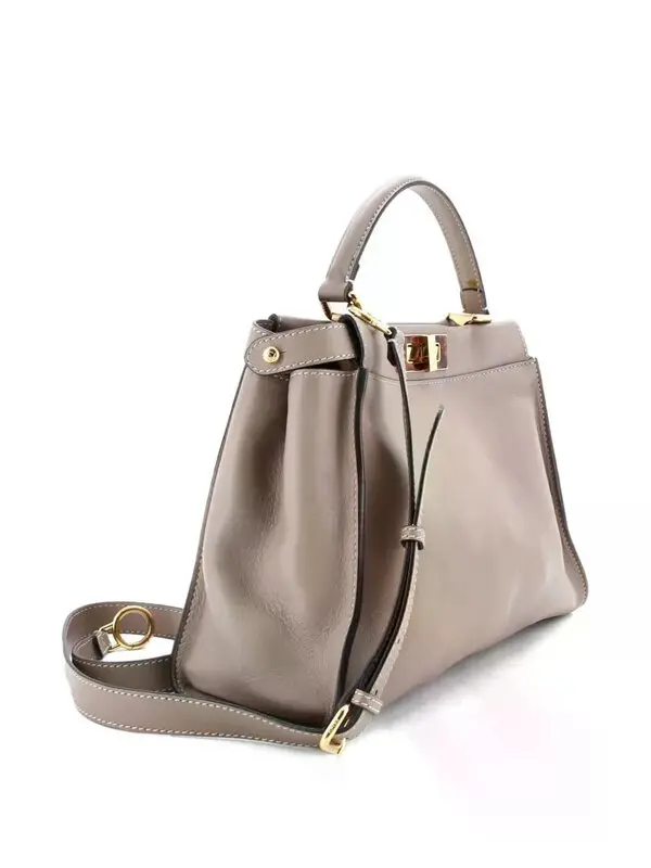 Fendi Peekaboo Regular Satchel Leather Bag - Grey