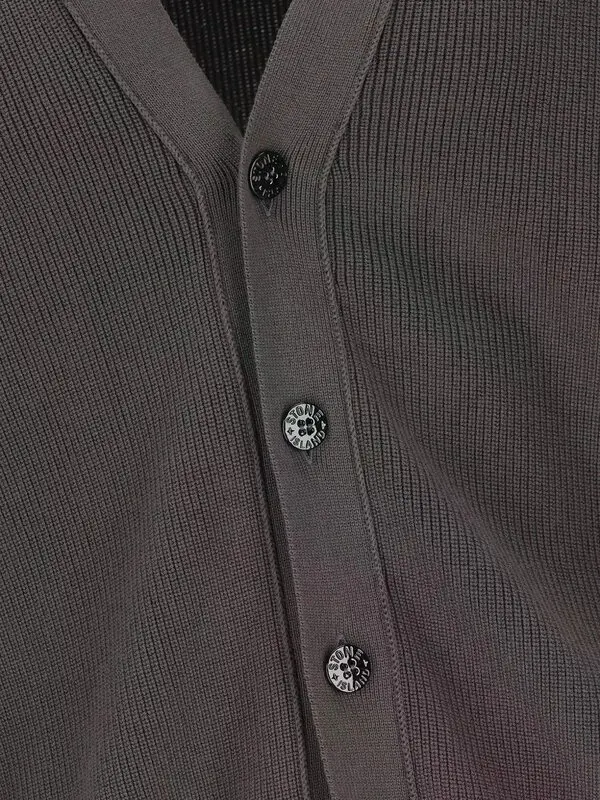 Stone Island Ribbed Button-fastening Cardigan - Grey