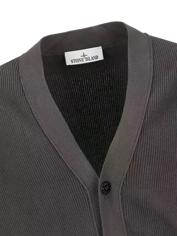 Stone Island Ribbed Button-fastening Cardigan - Grey
