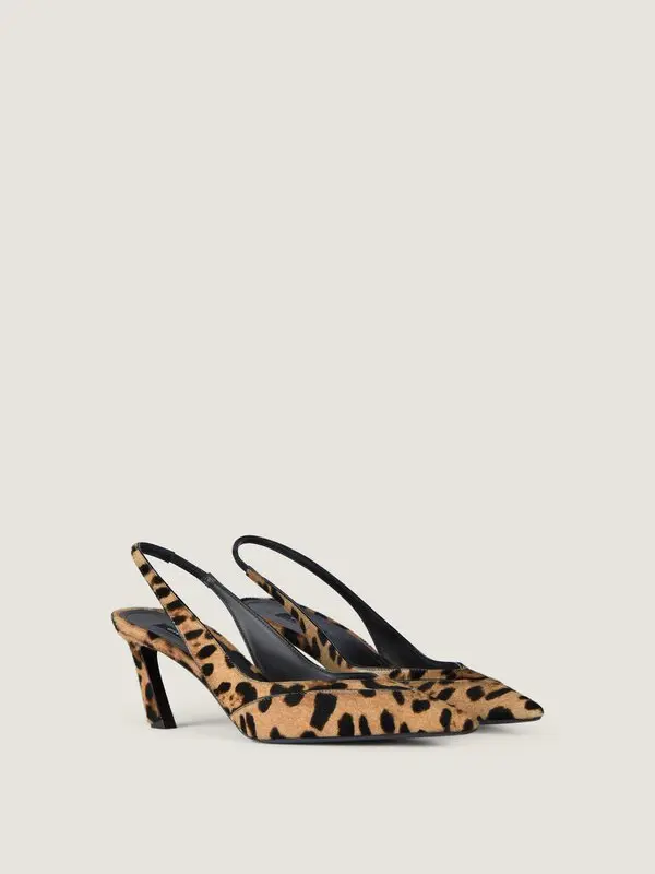 Givenchy Spiky Slingback Pumps With Leopard Print - Black/beige