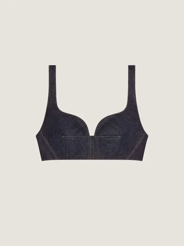 Givenchy Bra Top In Raw Denim - Dark Blue