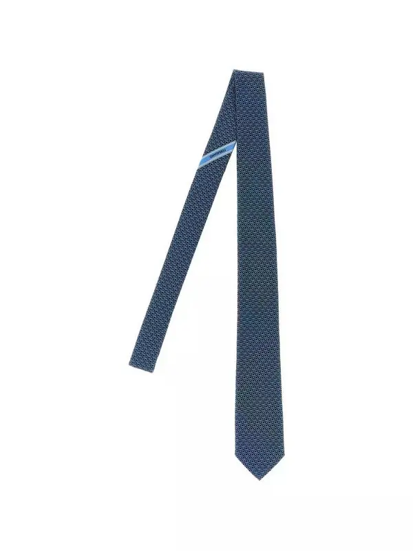 FERRAGAMO Biella Jacquard-gancini Silk Neck Tie - Blue
