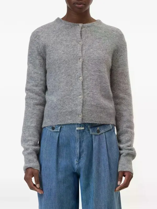 Closed Crew-neck Cardigan - Grey