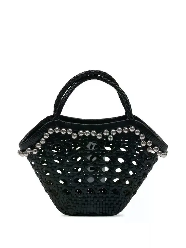 OSOI Lip Braided-handle Embellished Tote Bag - Black