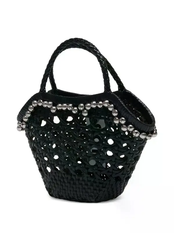 OSOI Lip Braided-handle Embellished Tote Bag - Black