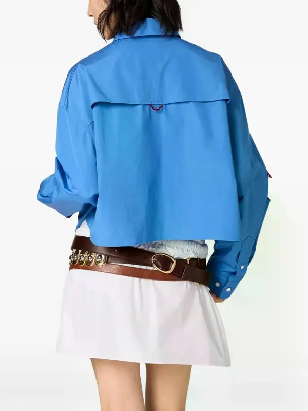Miu Miu Cotton Poplin Mini Skirt With Oversized Volume And Multi-pocket Design