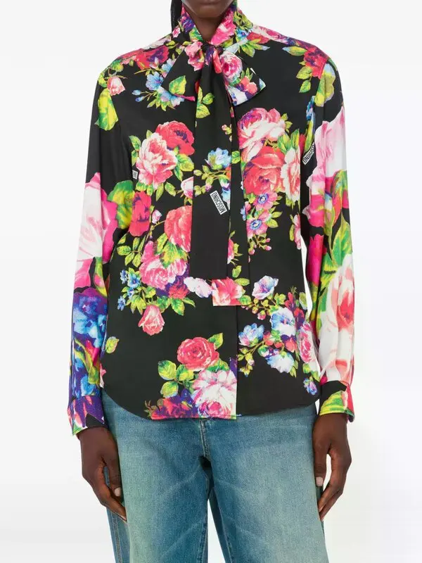 Moschino Floral Tie-neck Blouse