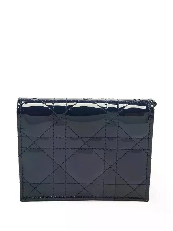 Dior 2020 Mini Lady Gardenia Quilted Wallet - Blue