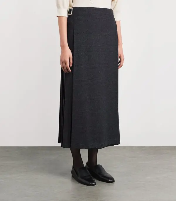 Johnstons Of Elgin X Le Kilt Wool-cashmere Tailored Midi Skirt