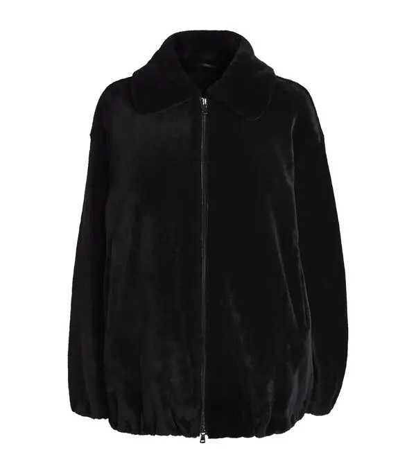 Nour Hammour Lambskin Shearling Bomber Jacket