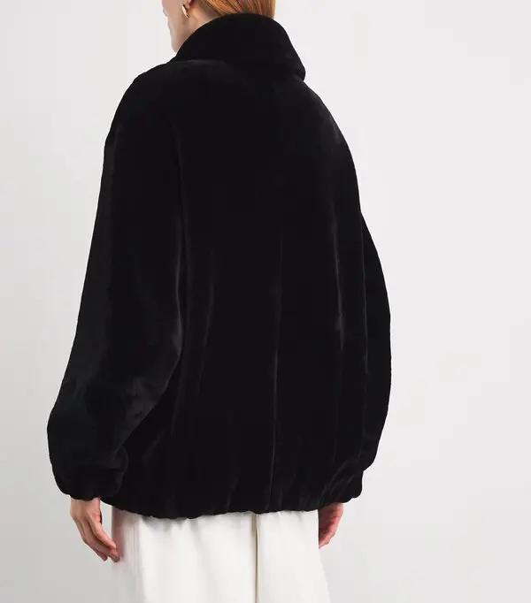 Nour Hammour Lambskin Shearling Bomber Jacket