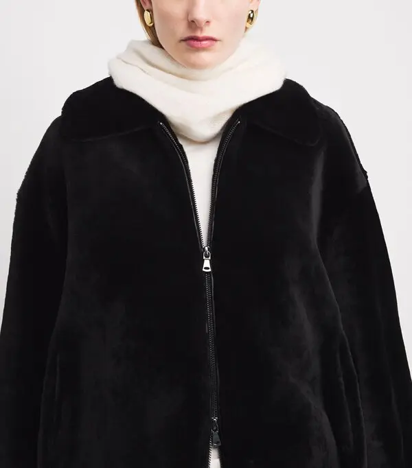Nour Hammour Lambskin Shearling Bomber Jacket