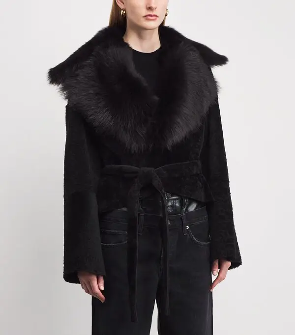 Nour Hammour Lambskin Shearling Renata Jacket - Black
