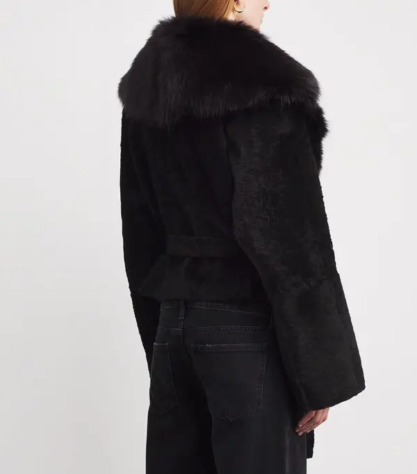 Nour Hammour Lambskin Shearling Renata Jacket - Black