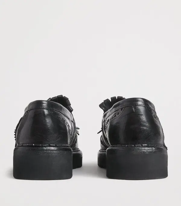 Eleventy Leather Fringed Derby Shoes