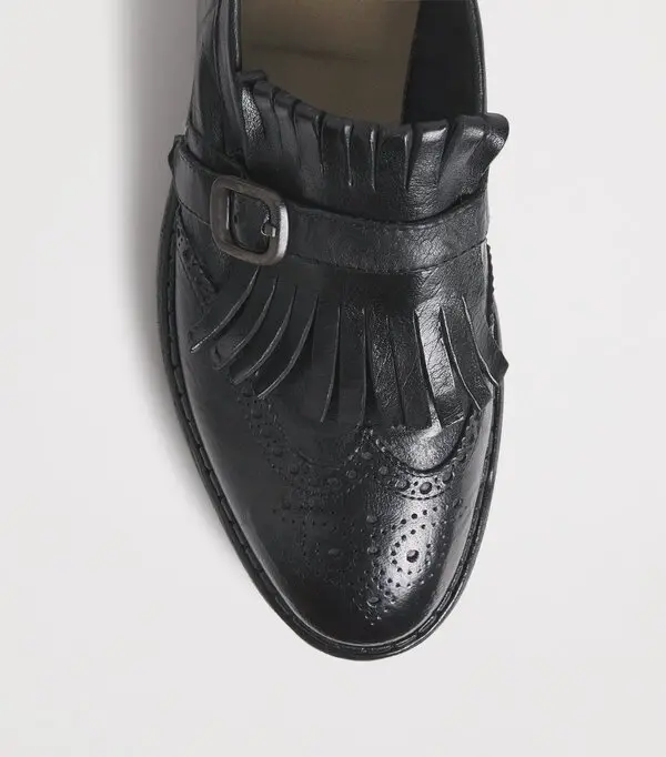 Eleventy Leather Fringed Derby Shoes