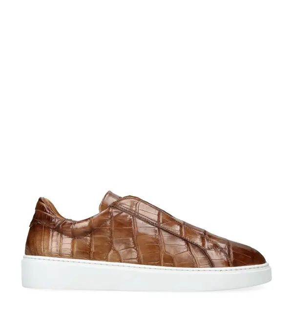 Magnanni Lotto Crocodile Leather Sneakers - Beige