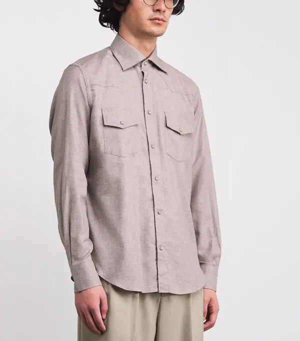 Eleventy Cotton-cashmere Texas Overshirt