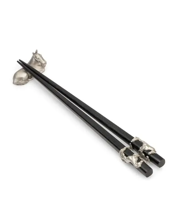 ROYAL SELANGOR Pewter Horse Chopsticks And Rest Set
