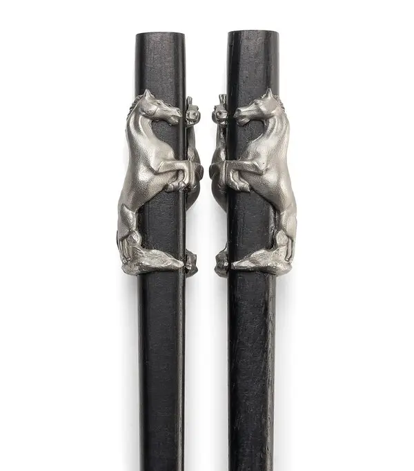 ROYAL SELANGOR Pewter Horse Chopsticks And Rest Set