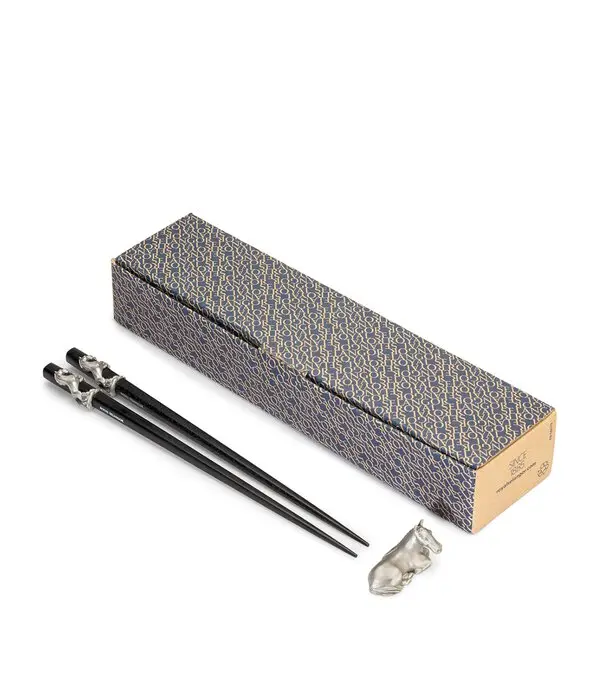 ROYAL SELANGOR Pewter Horse Chopsticks And Rest Set