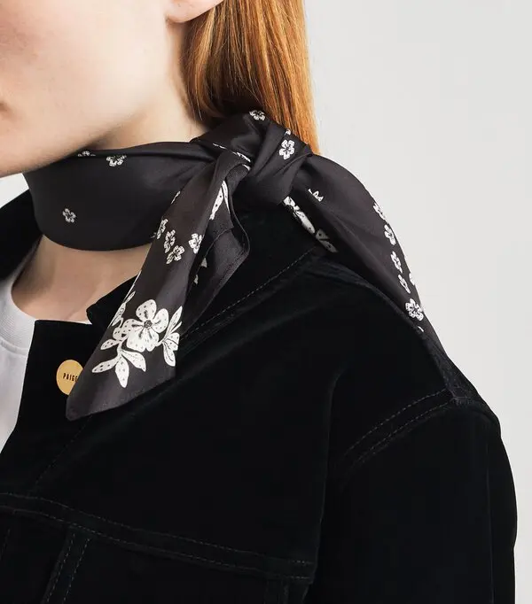 Claudie Pierlot Silk Floral Neck Scarf - Black