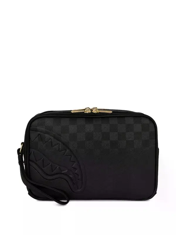 SPRAYGROUND Spritz Checkered Embossed Wash Bag - Black