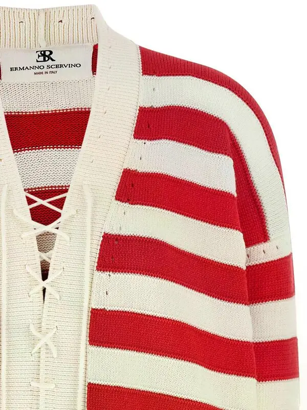 Ermanno Scervino Striped Crochet Cardigan