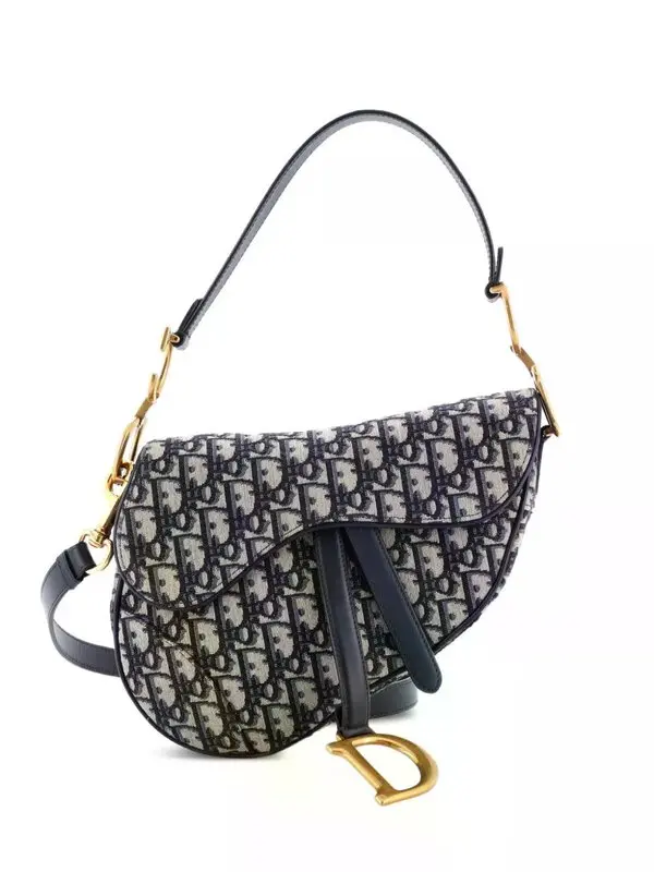 Dior Saddle Handbag With Strap Oblique Canvas - Blue