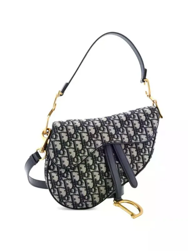Dior Saddle Handbag With Strap Oblique Canvas - Blue