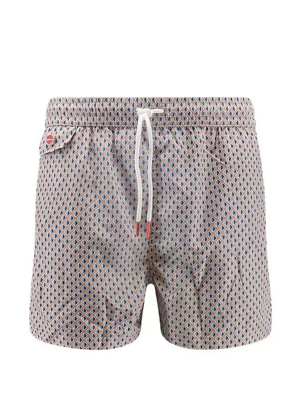 Kiton Geometric-print Swim Shorts - Red