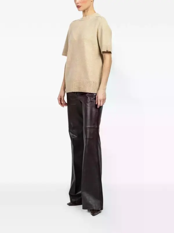 Extreme Cashmere Short-sleeve Ribbed Sweater - Neutrals
