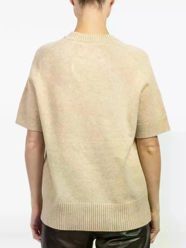 Extreme Cashmere Short-sleeve Ribbed Sweater - Neutrals