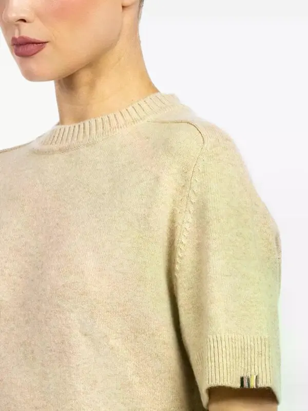 Extreme Cashmere Short-sleeve Ribbed Sweater - Neutrals