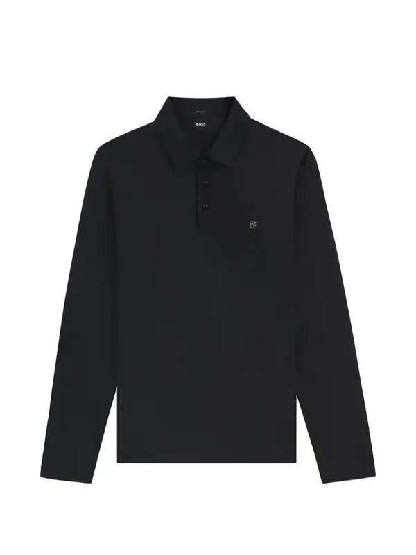 BOSS Long-sleeve Logo Polo Shirt - Black