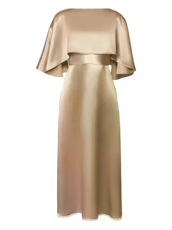 Fabiana Filippi Caped Slip Midi Dress - Neutrals