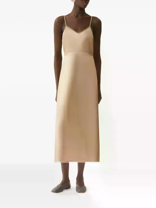 Fabiana Filippi Caped Slip Midi Dress - Neutrals
