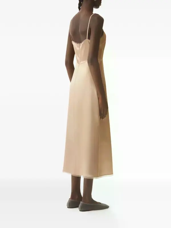 Fabiana Filippi Caped Slip Midi Dress - Neutrals