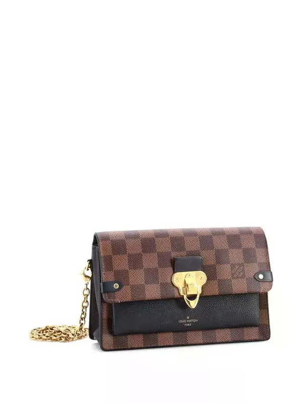 LOUIS VUITTON Vavin Chain Wallet Nm Damier With Leather Crossbody Bag - Black
