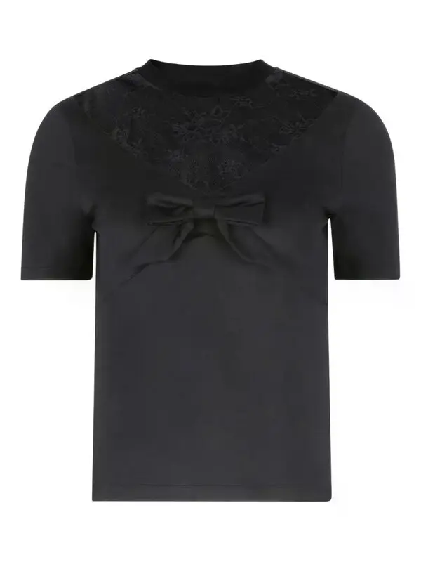 Nina Ricci Bow Lace-inserts Short-sleeves T-shirt