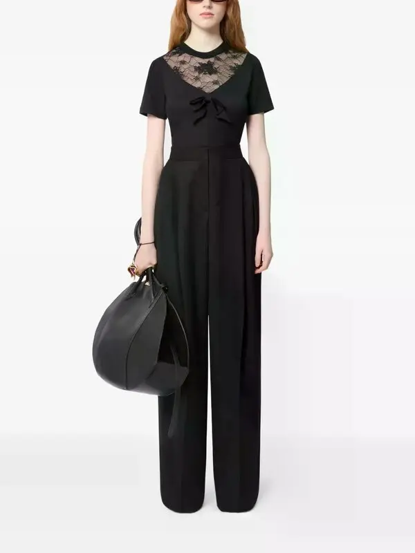 Nina Ricci Bow Lace-inserts Short-sleeves T-shirt