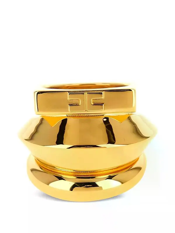 Elisabetta Franchi Logo Embossed Band Ring - Gold