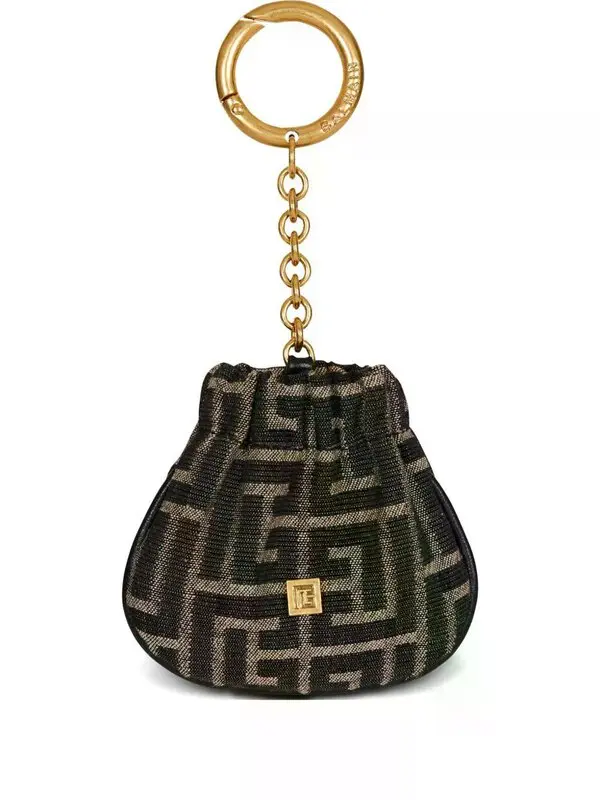 Balmain Monogram Jacquard Keyring - Black