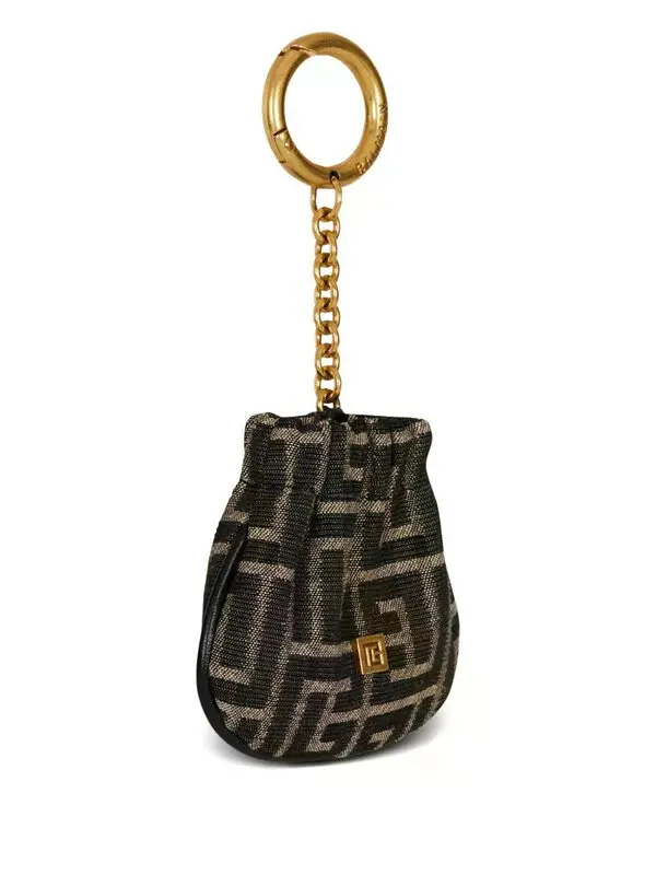 Balmain Monogram Jacquard Keyring - Black