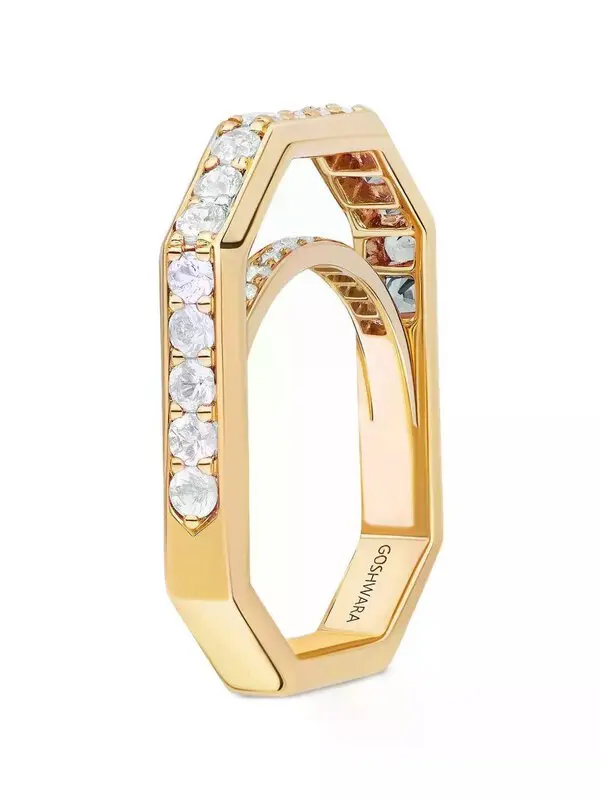 Goshwara Diamond Square Band Ring - Gold